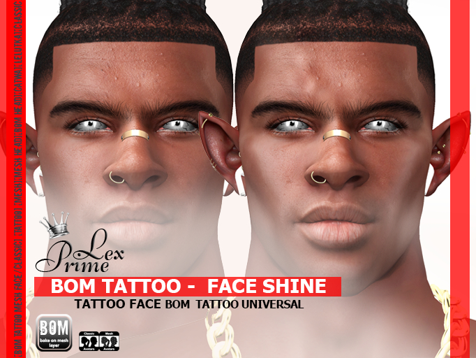 Second Life Marketplace - ♕ Lex.Prime - [BoM] Tattoo - Face Shine Demo